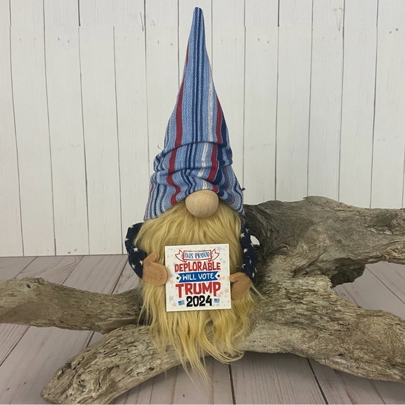 Hand Crafted | Accents | Gnome Handmade Striped Denim Deplorable Trump ...